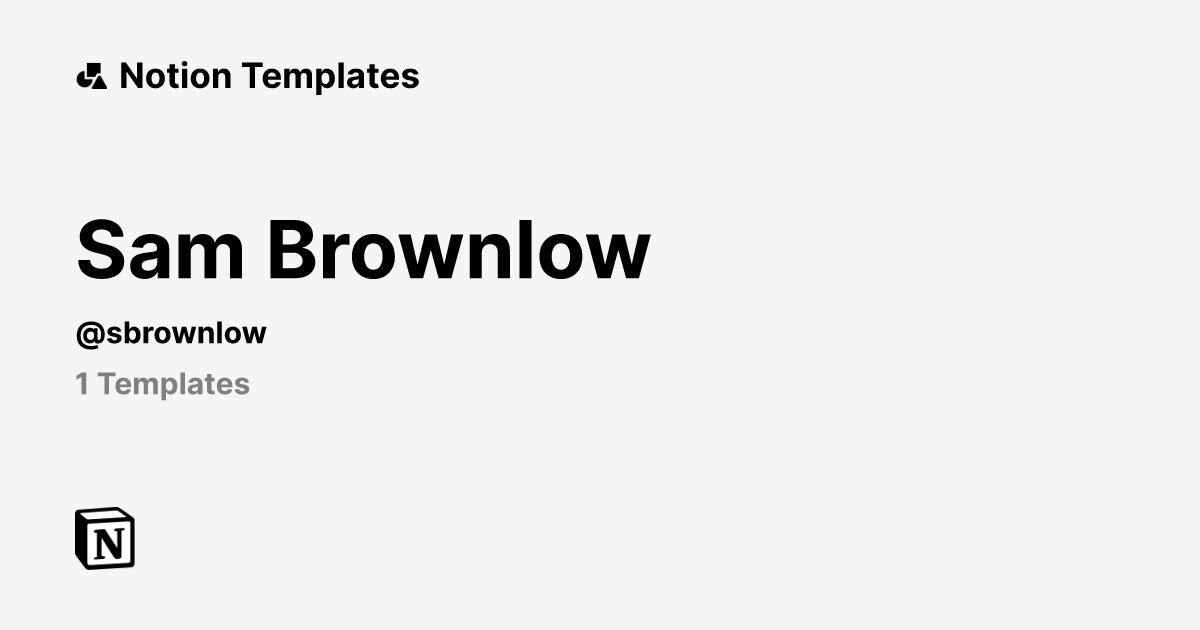 Sam Brownlow | Template Creator | Notion Marketplace
