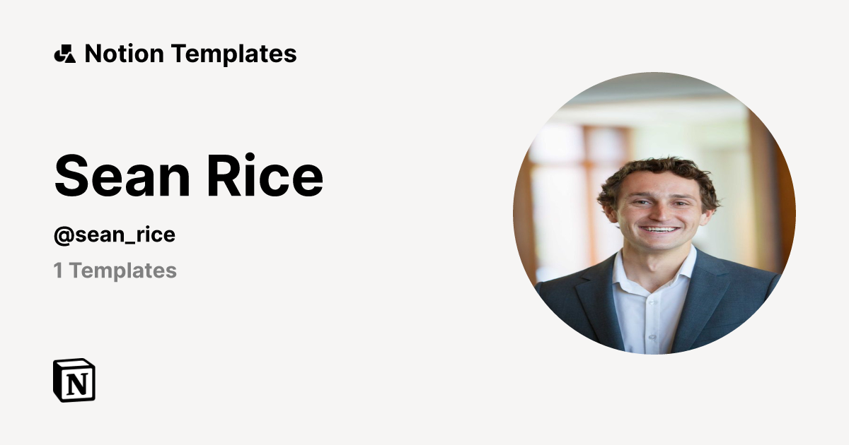 Sean Rice | Template Creator | Notion Marketplace
