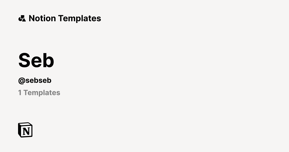 Seb | Template Creator | Notion Marketplace