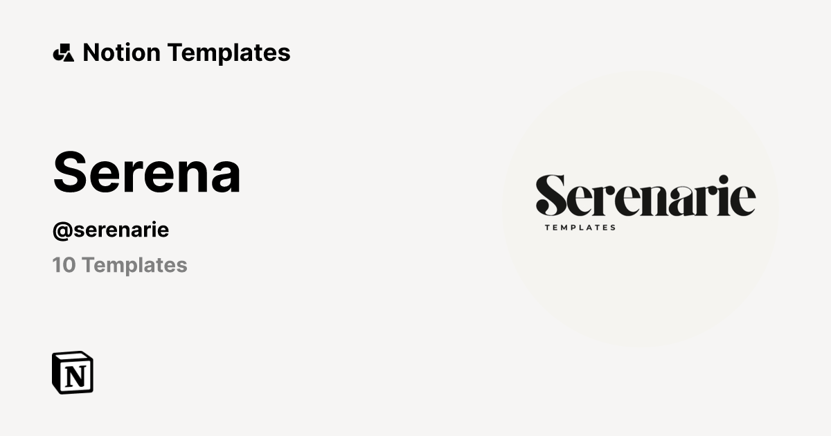 Serena | Template Creator | Notion Marketplace