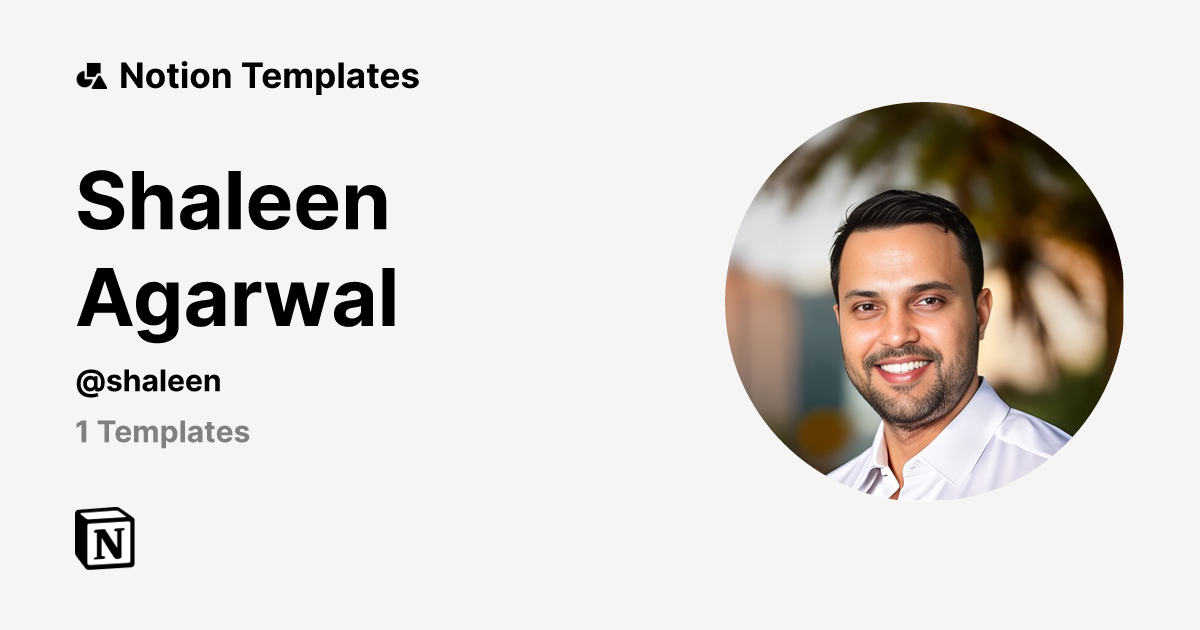 Shaleen Agarwal | Template Creator | Notion Marketplace