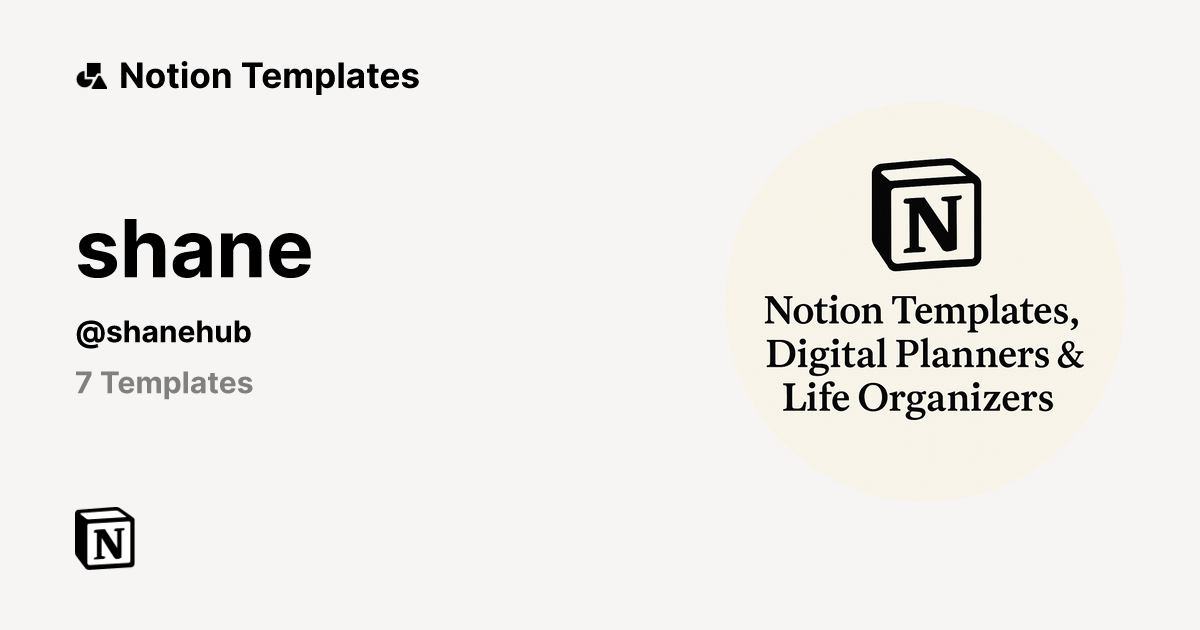 shane | Template Creator | Notion Marketplace