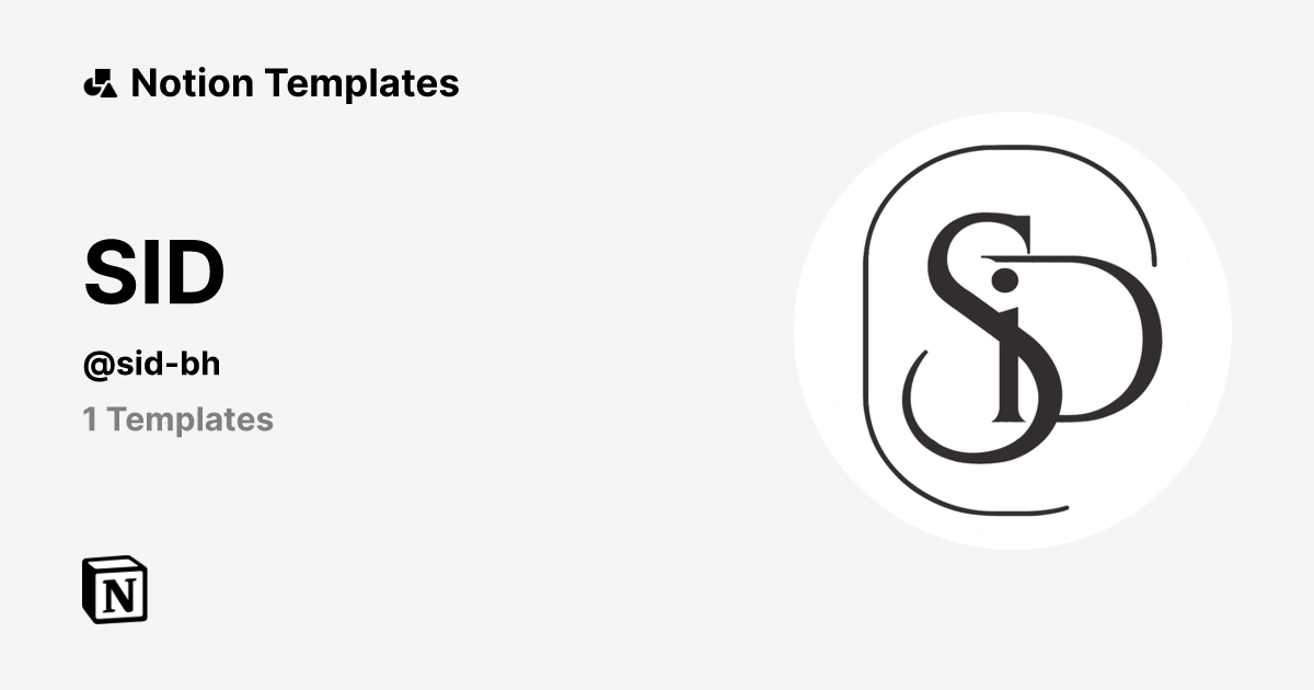 SID | Template Creator | Notion Marketplace