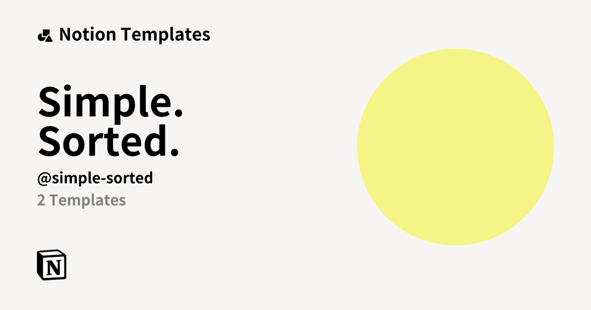 Simple. Sorted. | Template Creator | Notion Marketplace