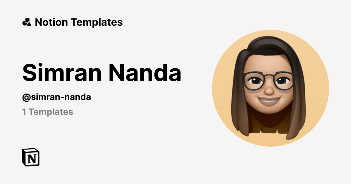Simran Nanda | Template Creator | Notion Marketplace