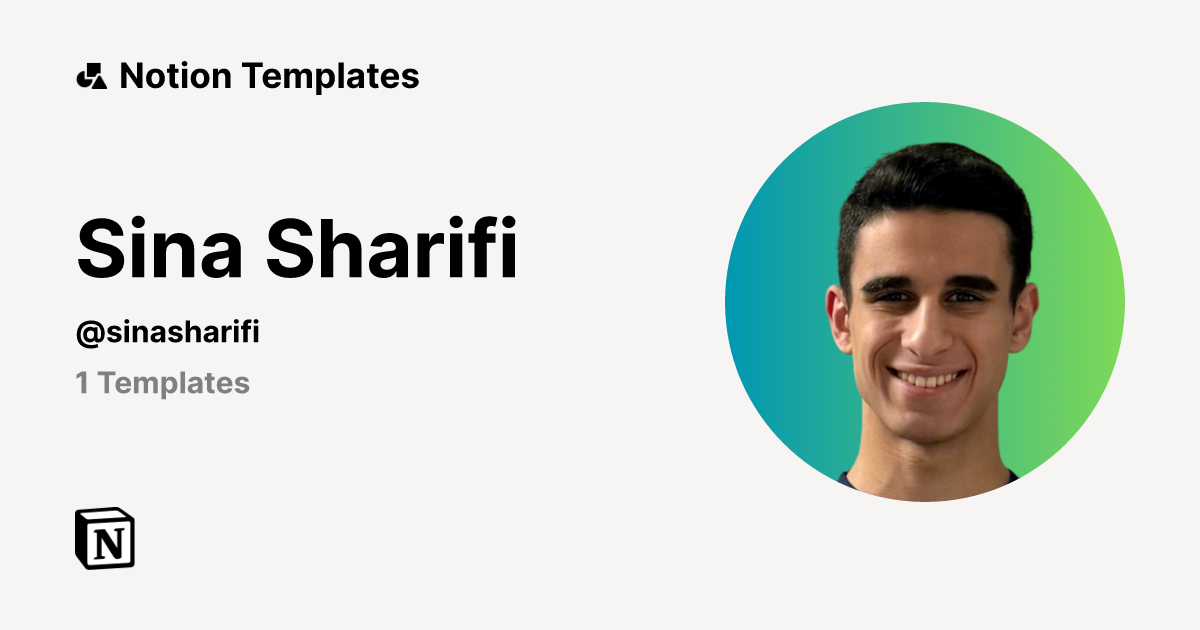 Sina Sharifi | Template Creator | Notion Marketplace