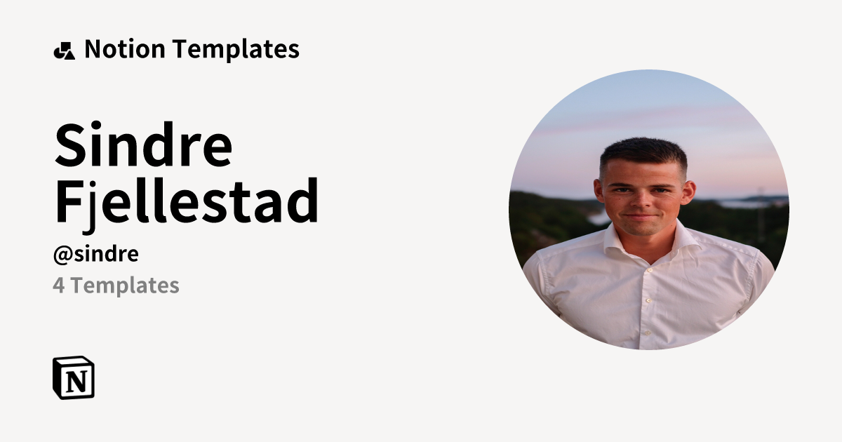 Sindre Fjellestad | Template Creator | Notion Marketplace