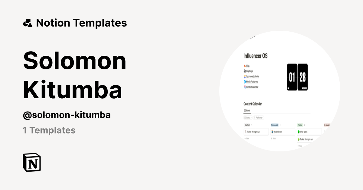 Solomon Kitumba | Template Creator | Notion Marketplace