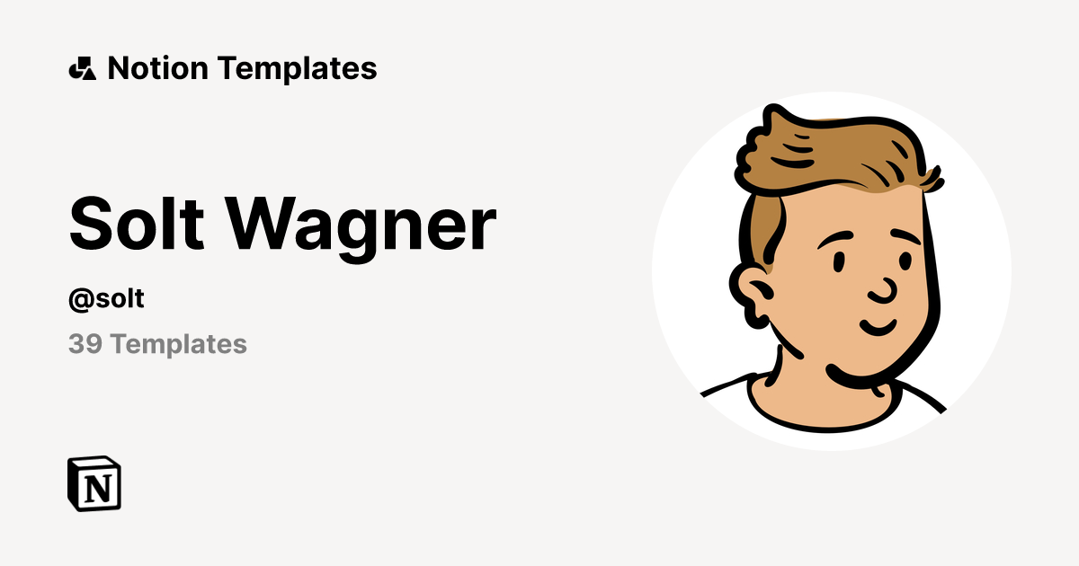 Solt Wagner | Template Creator | Notion Marketplace