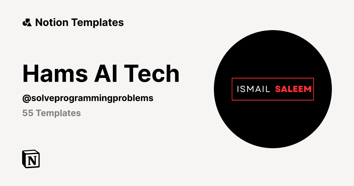 Hams AI Tech | Template Creator | Notion Marketplace