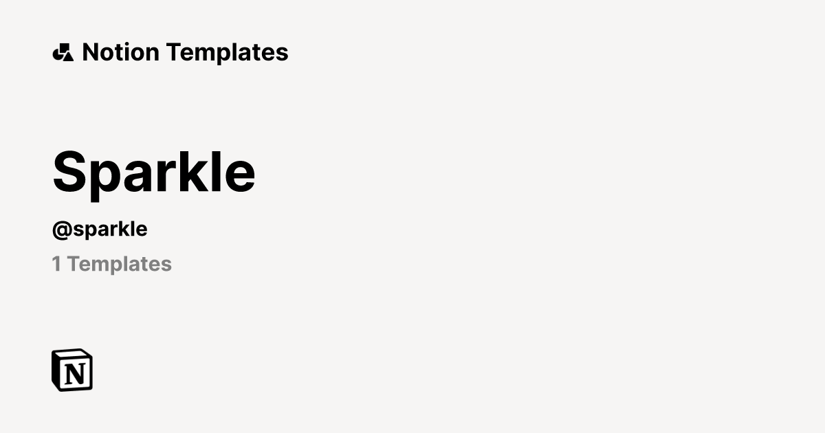 Sparkle | Template Creator | Notion Marketplace