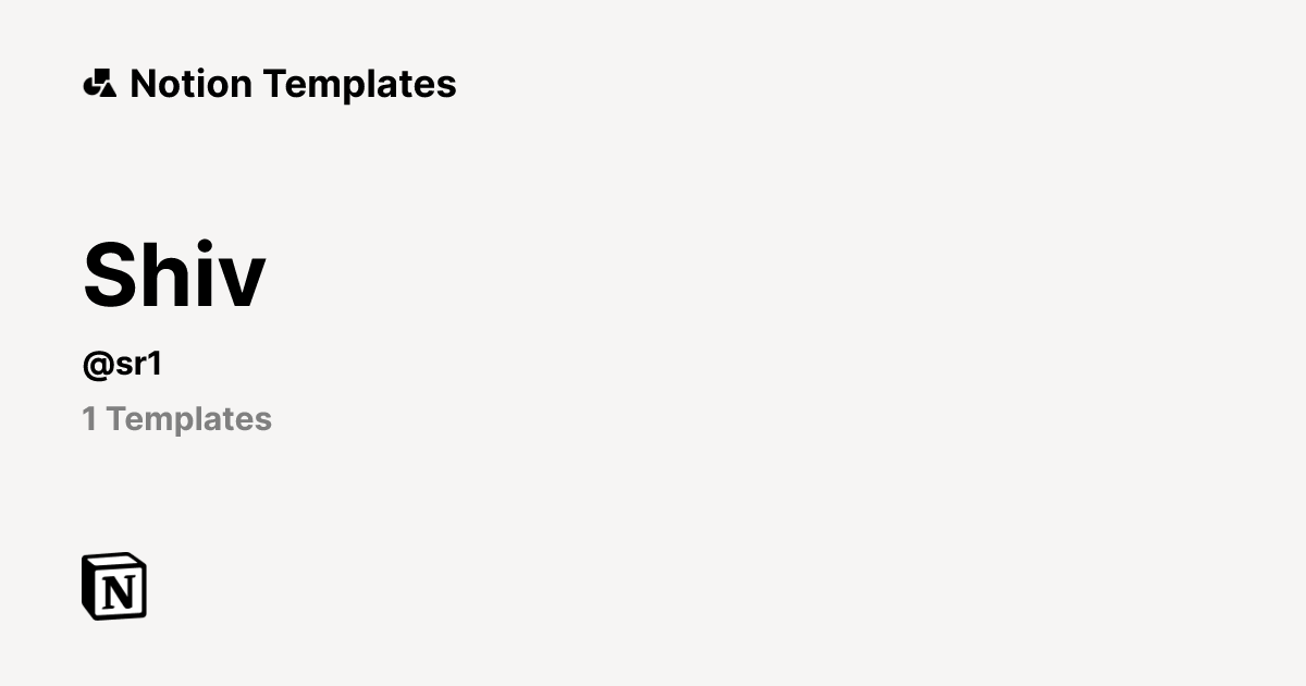 Shiv | Template Creator | Notion Marketplace