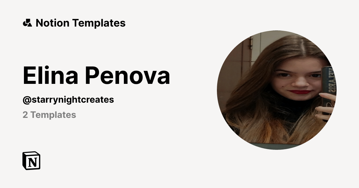 Elina Penova | Template Creator | Notion Marketplace
