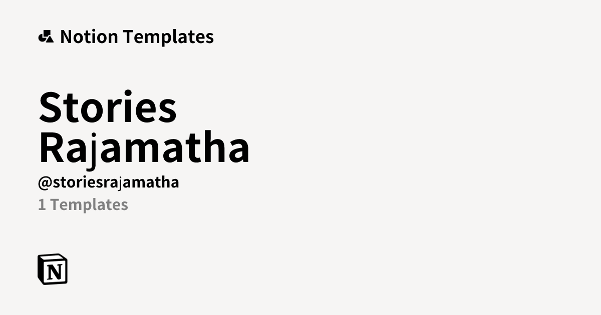 Stories Rajamatha | Template Creator | Notion Marketplace
