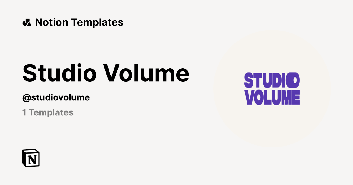 Studio Volume | Template Creator | Notion Marketplace