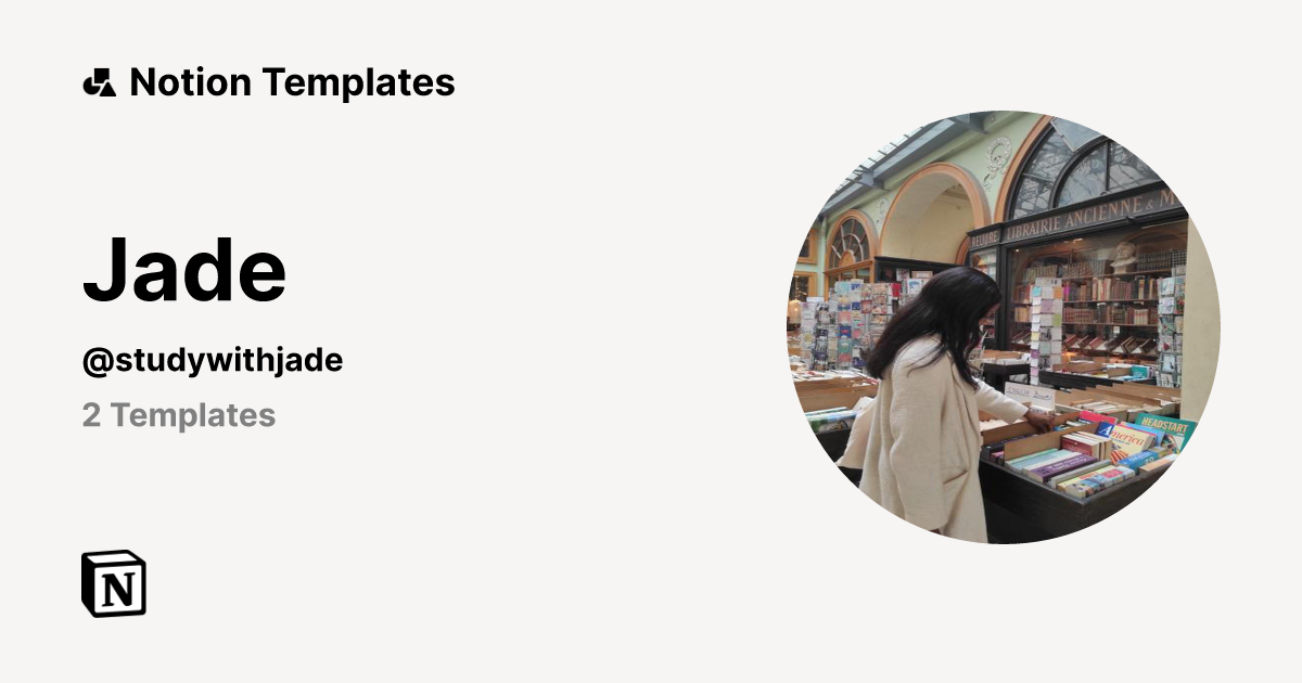 Jade | Template Creator | Notion Marketplace
