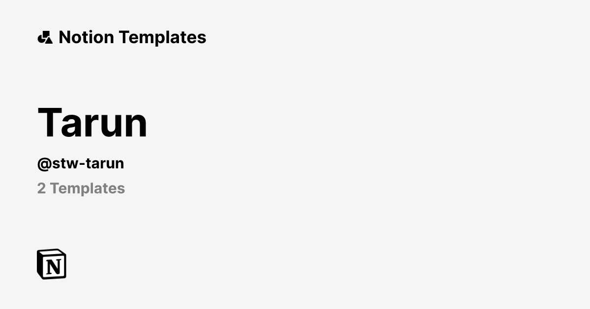 Tarun | Template Creator | Notion Marketplace