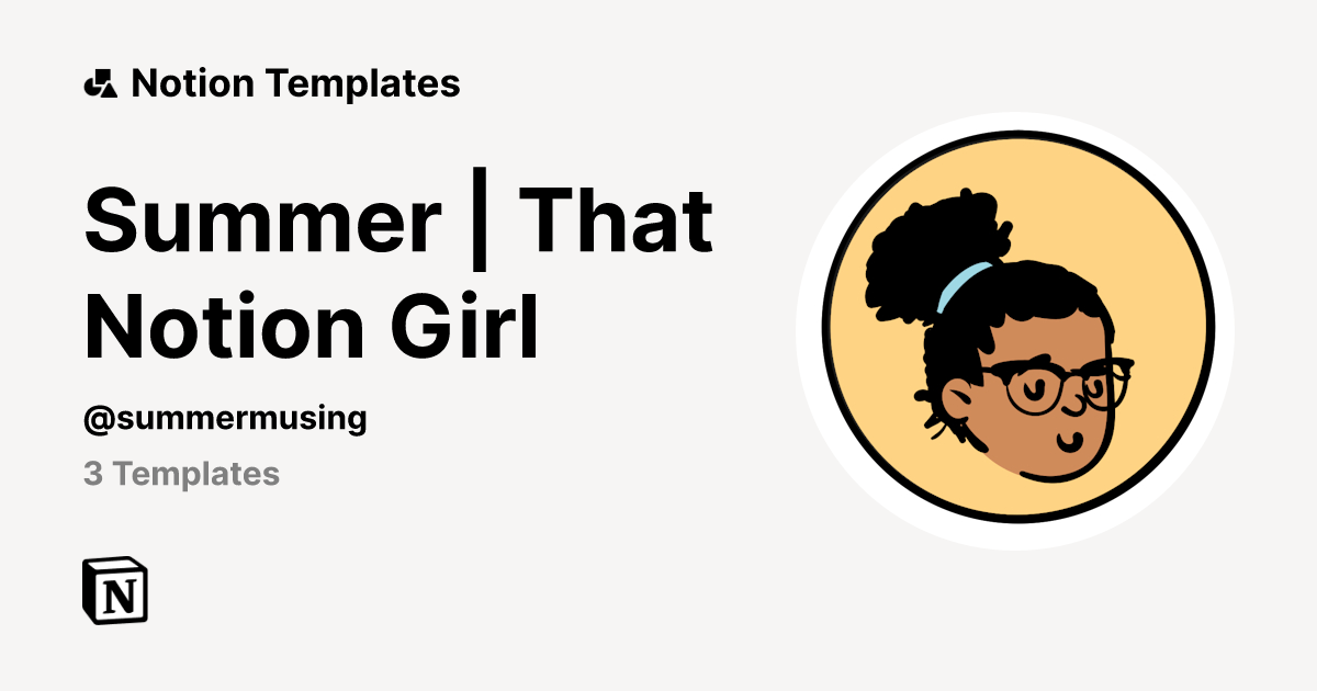 Summer | That Notion Girl | Template Creator | Notion Marketplace