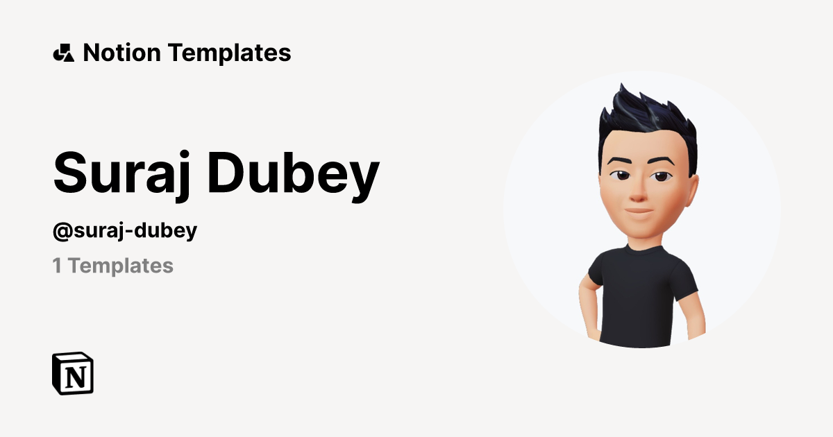 Suraj Dubey | Template Creator | Notion Marketplace