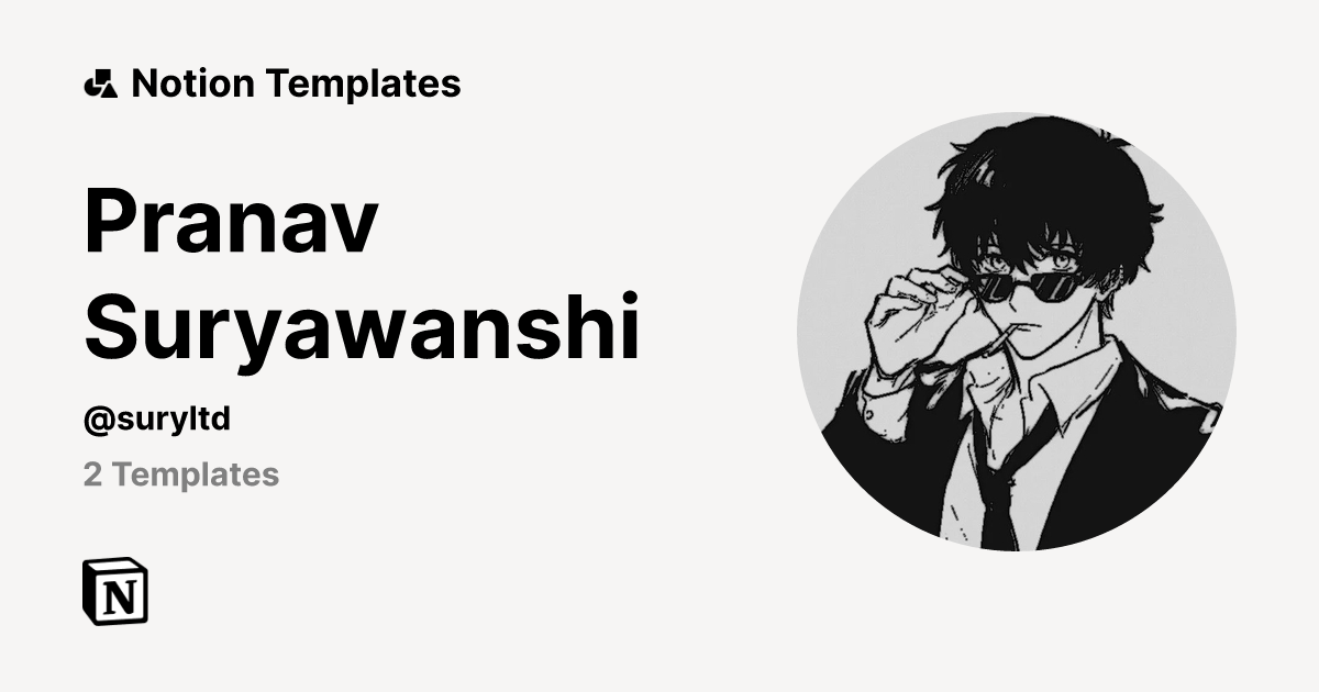 Pranav Suryawanshi | Template Creator | Notion Marketplace