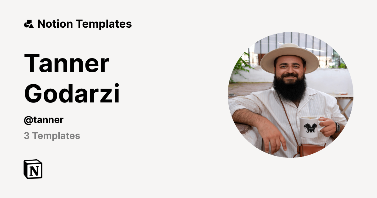 Tanner Godarzi | Template Creator | Notion Marketplace