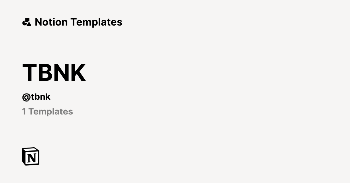 TBNK | Template Creator | Notion Marketplace