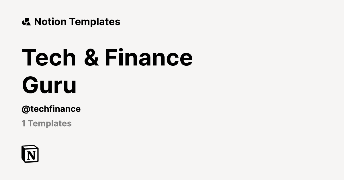 Tech & Finance Guru | Template Creator | Notion Marketplace