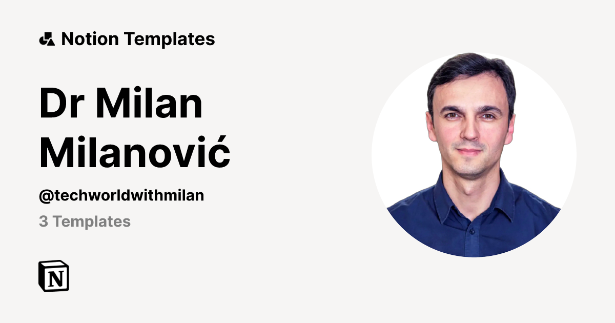 Dr Milan Milanović | Template Creator | Notion Marketplace