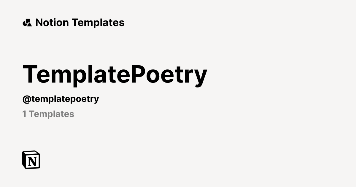 TemplatePoetry | Template Creator | Notion Marketplace