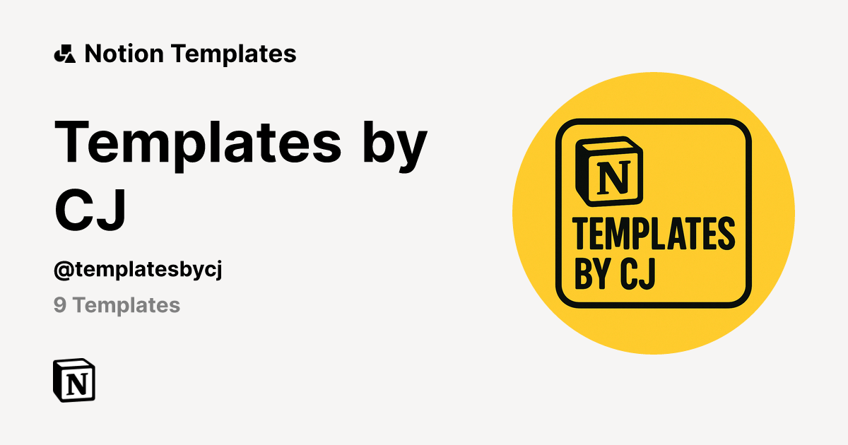 Templates by CJ | Template Creator | Notion Marketplace