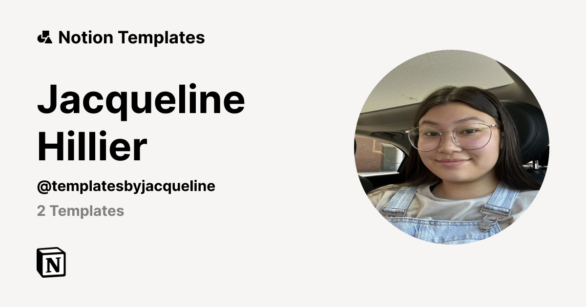 Jacqueline Hillier | Template Creator | Notion Marketplace