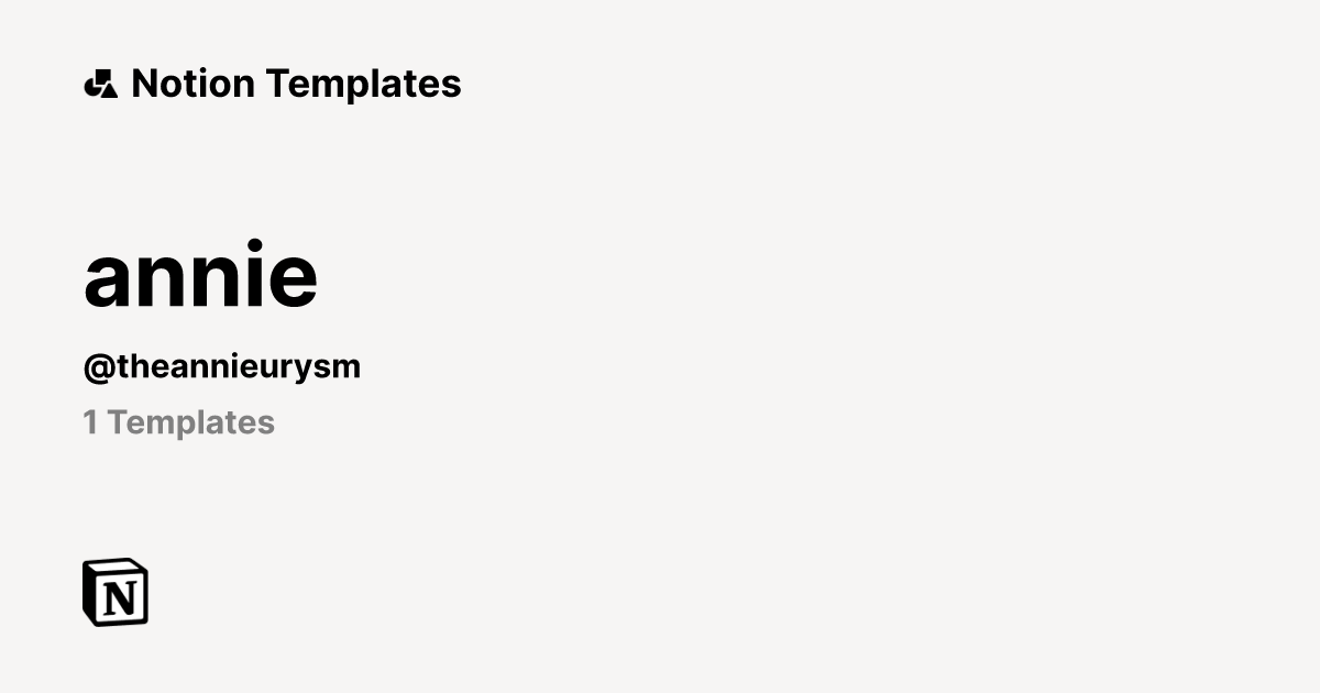 annie | Template Creator | Notion Marketplace