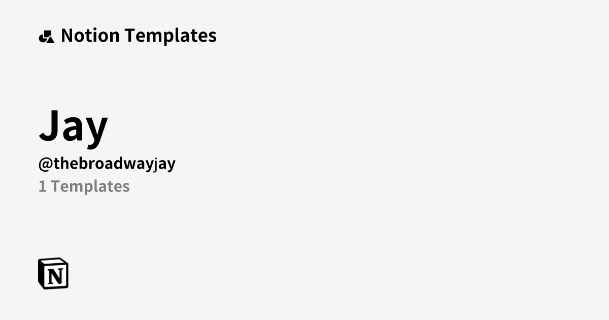 Jay | Template Creator | Notion Marketplace