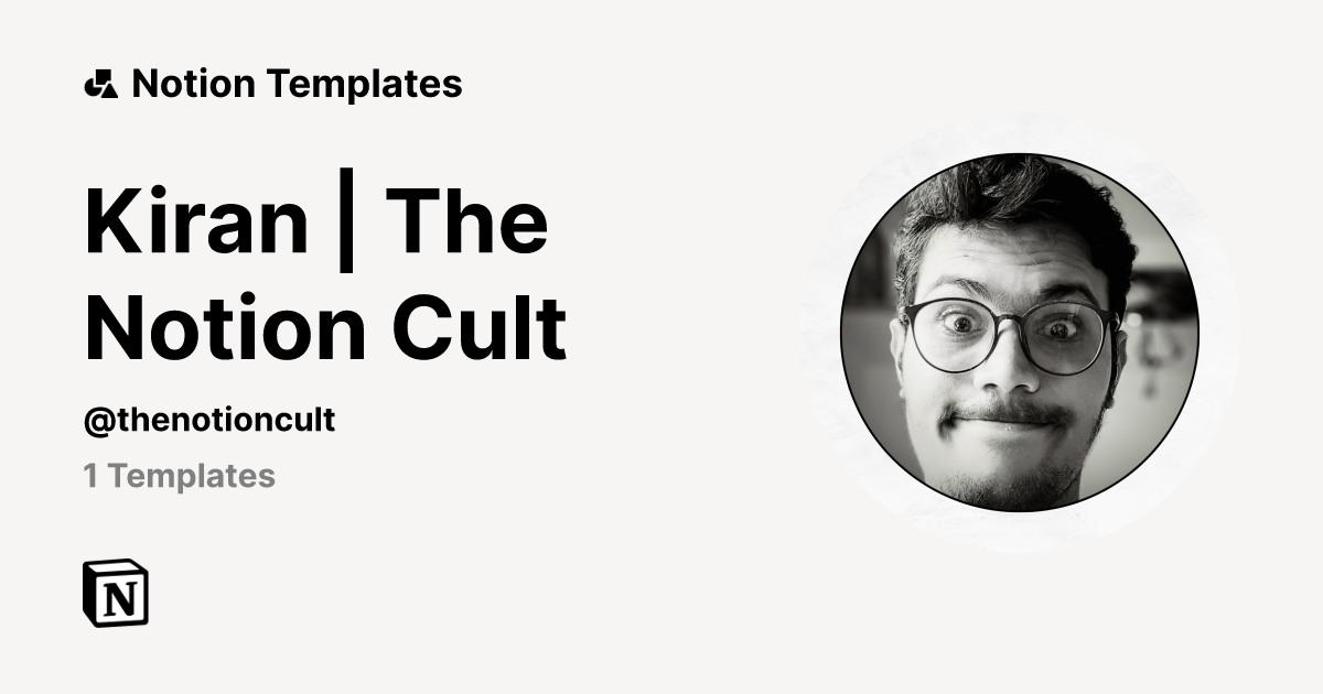 Kiran | The Notion Cult | Template Creator | Notion Marketplace