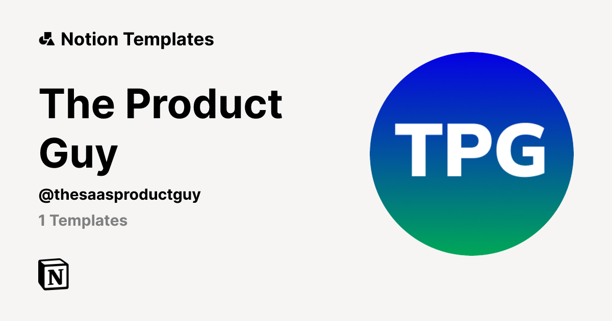 The Product Guy | Template Creator | Notion Marketplace
