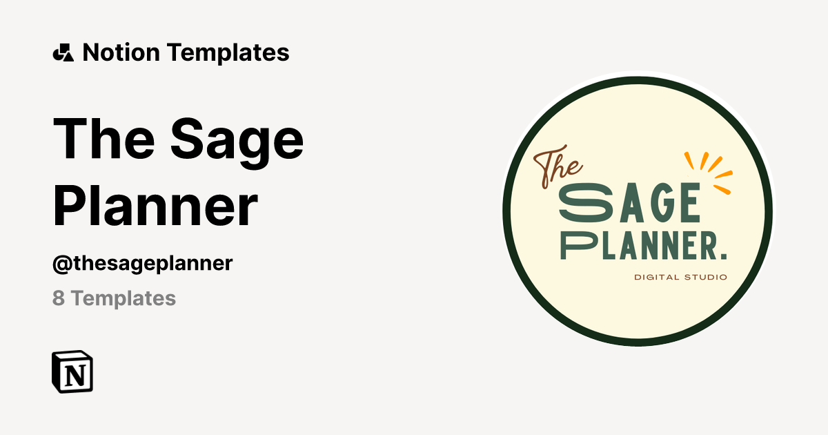 The Sage Planner | Template Creator | Notion Marketplace