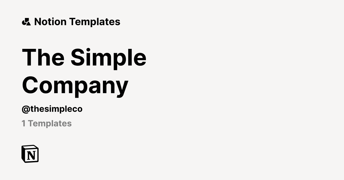 The Simple Company | Template Creator | Notion Marketplace