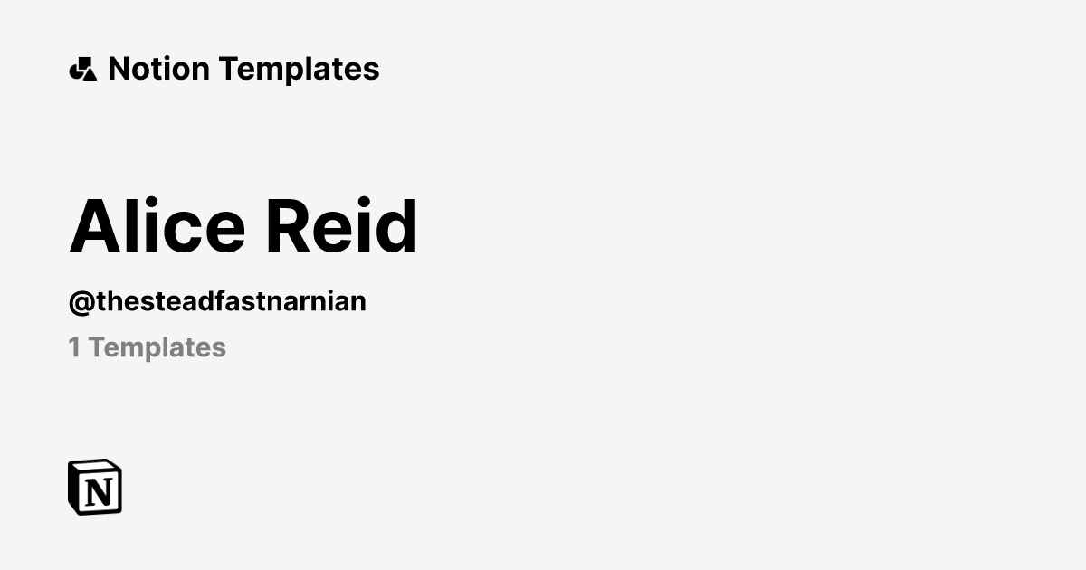Alice Reid | Template Creator | Notion Marketplace