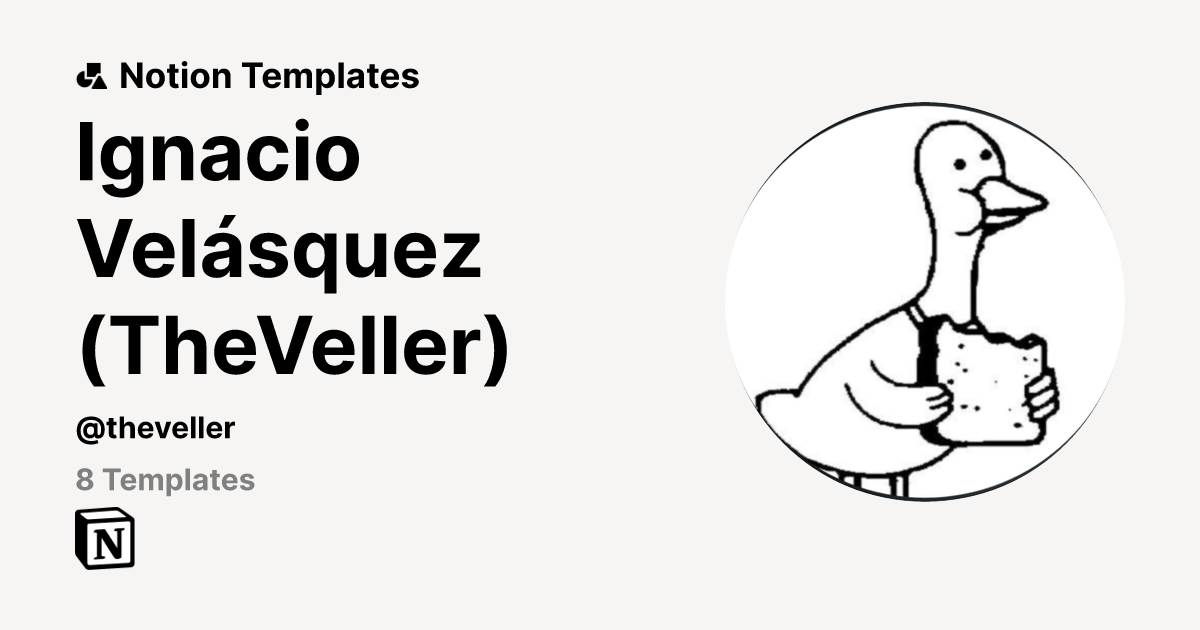 Ignacio Velásquez (TheVeller) | Template Creator | Notion Marketplace
