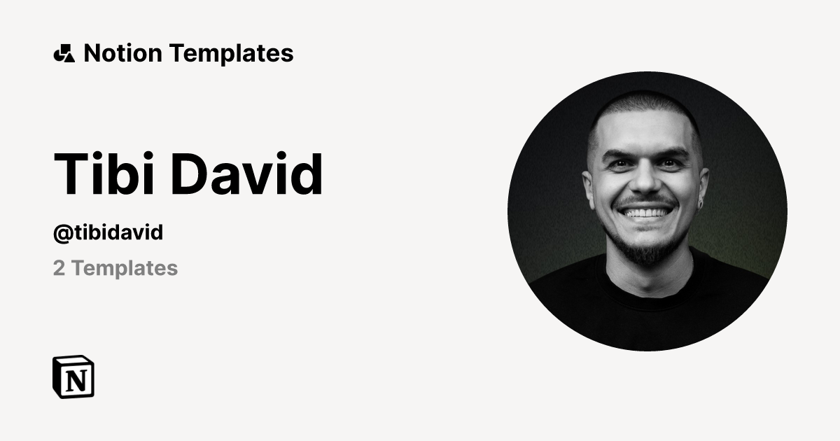 Tibi David | Template Creator | Notion Marketplace
