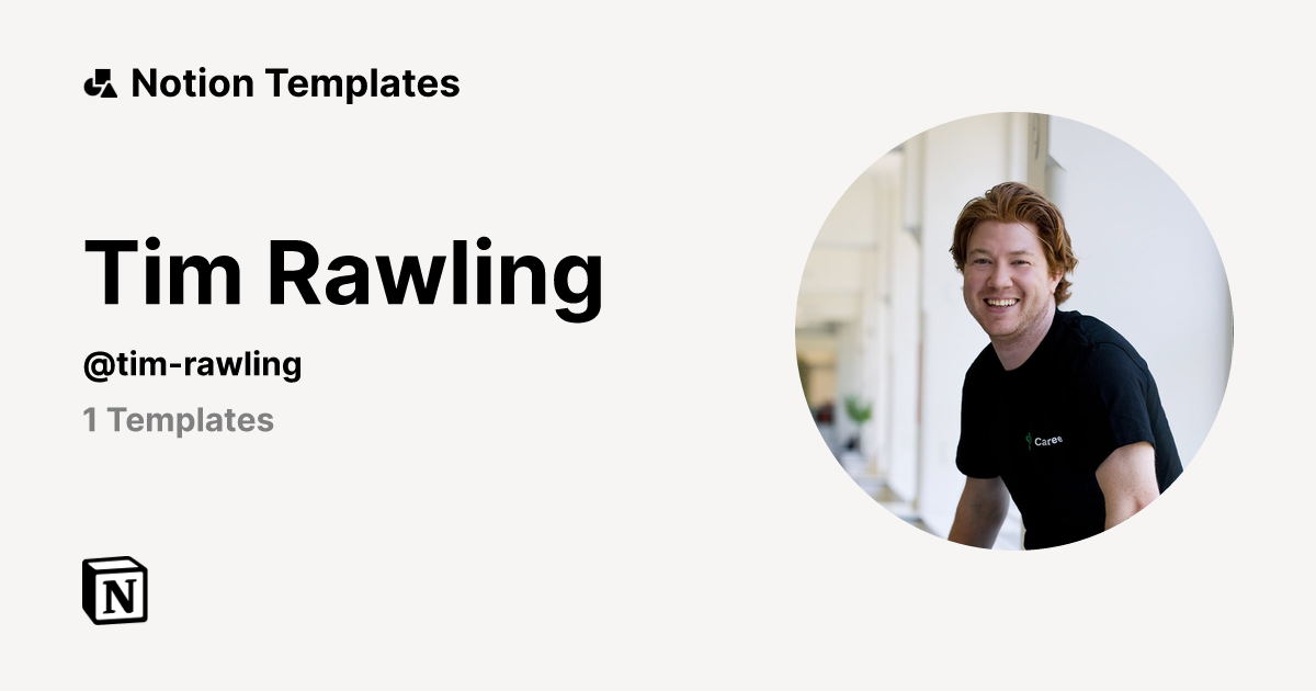 Tim Rawling | Template Creator | Notion Marketplace