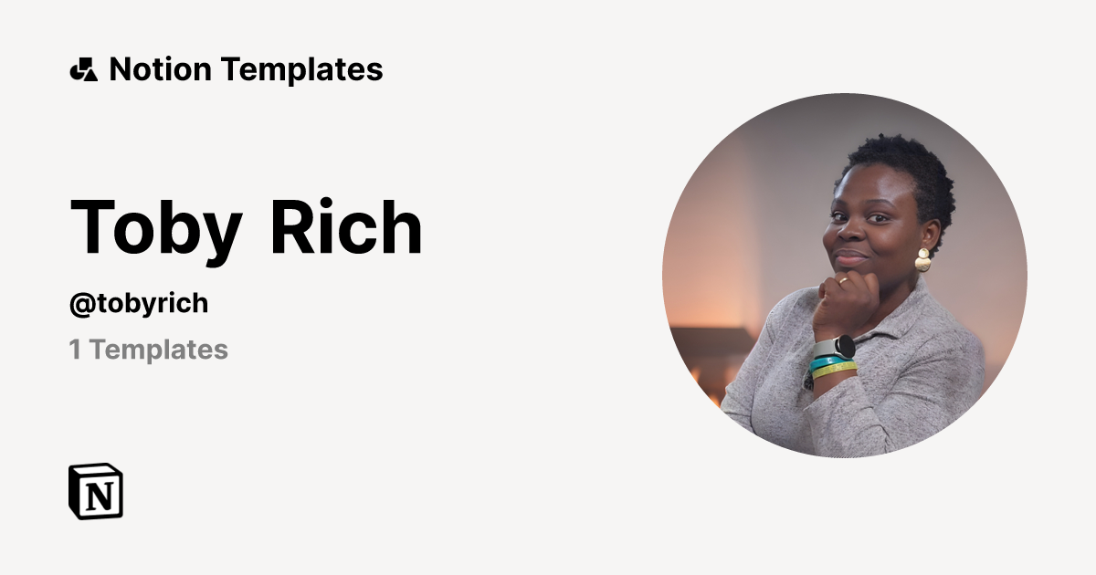 Toby Rich | Template Creator | Notion Marketplace