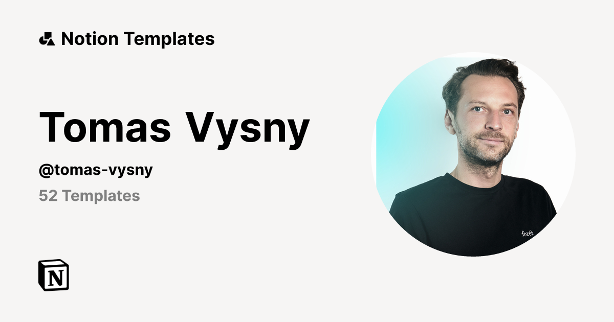 Tomas Vysny | Template Creator | Notion Marketplace