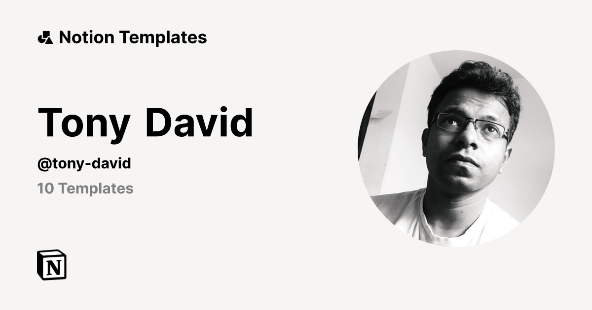 Tony David | Template Creator | Notion Marketplace