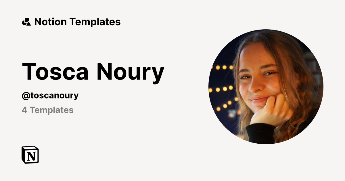 Tosca Noury | Template Creator | Notion Marketplace