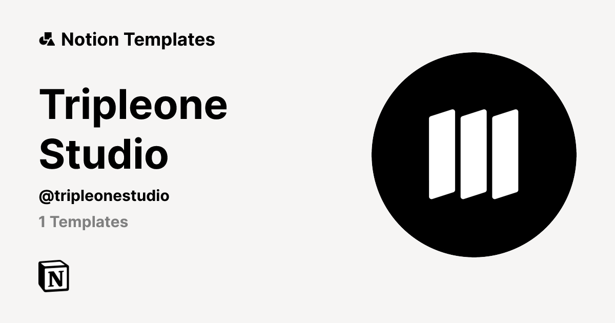 Tripleone Studio | Template Creator | Notion Marketplace