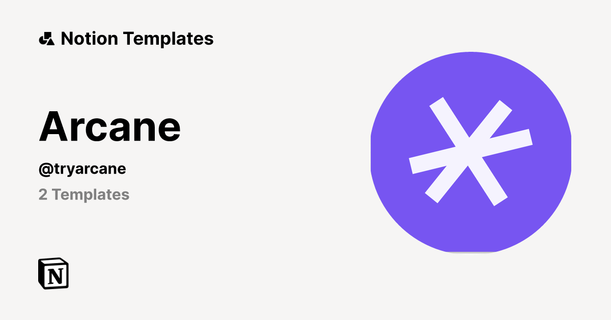 Arcane | Template Creator | Notion Marketplace
