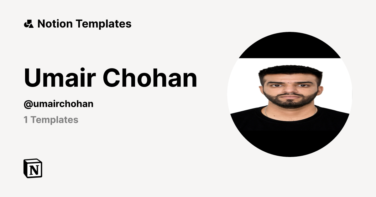 Umair Chohan | Template Creator | Notion Marketplace