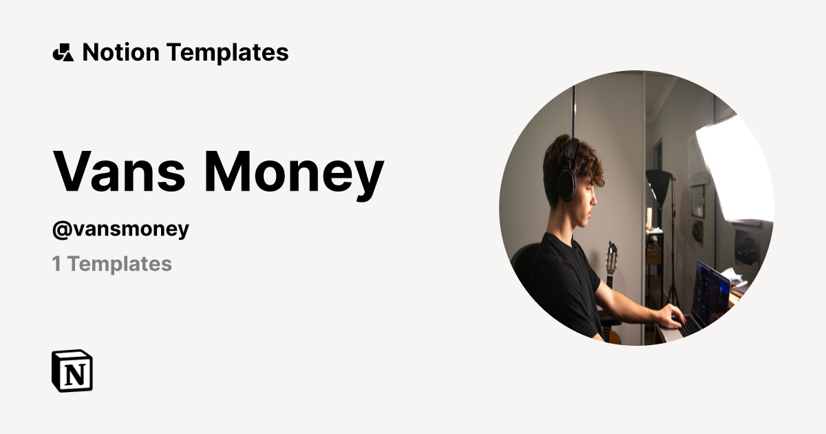 Vans Money | Template Creator | Notion Marketplace