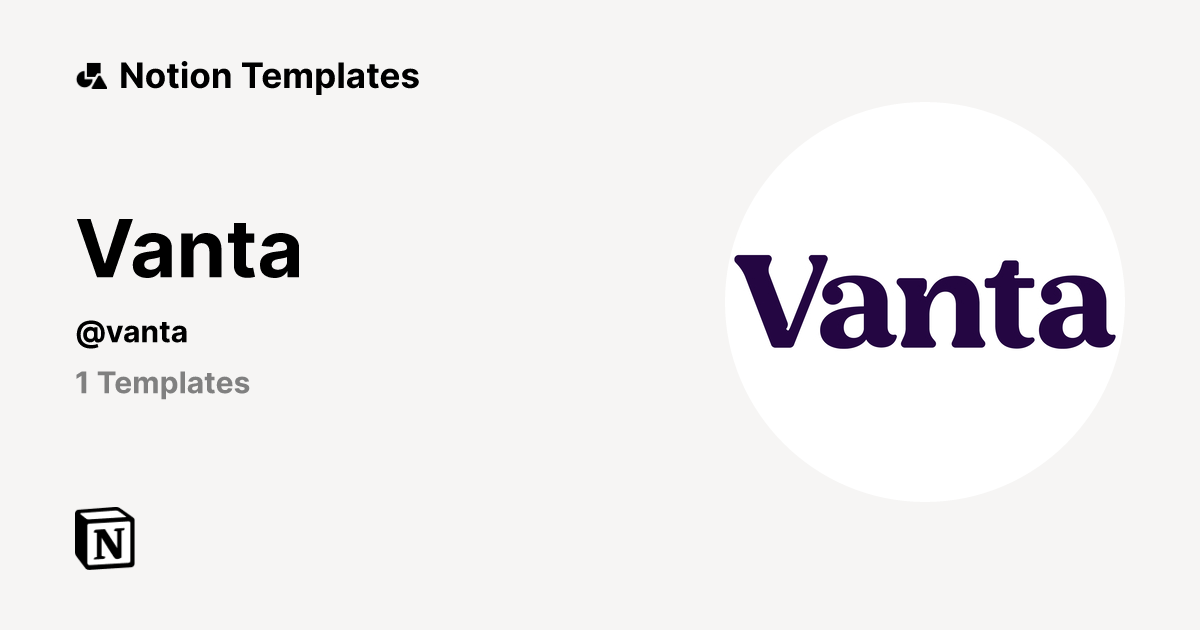 Vanta | Template Creator | Notion Marketplace